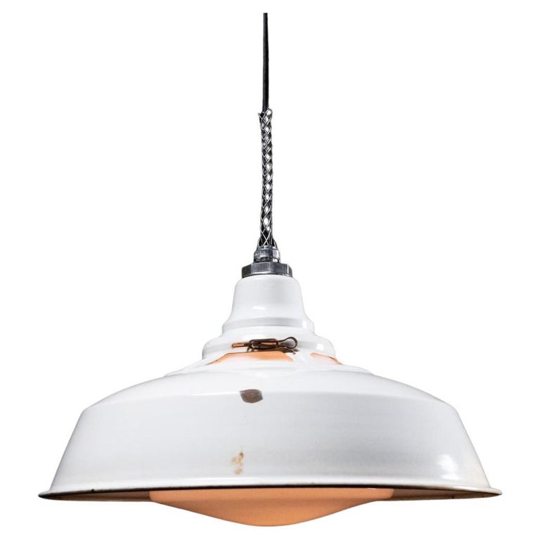 1940 Industrial Enamel Pendant Lights 8 Available For Sale at 1stDibs
