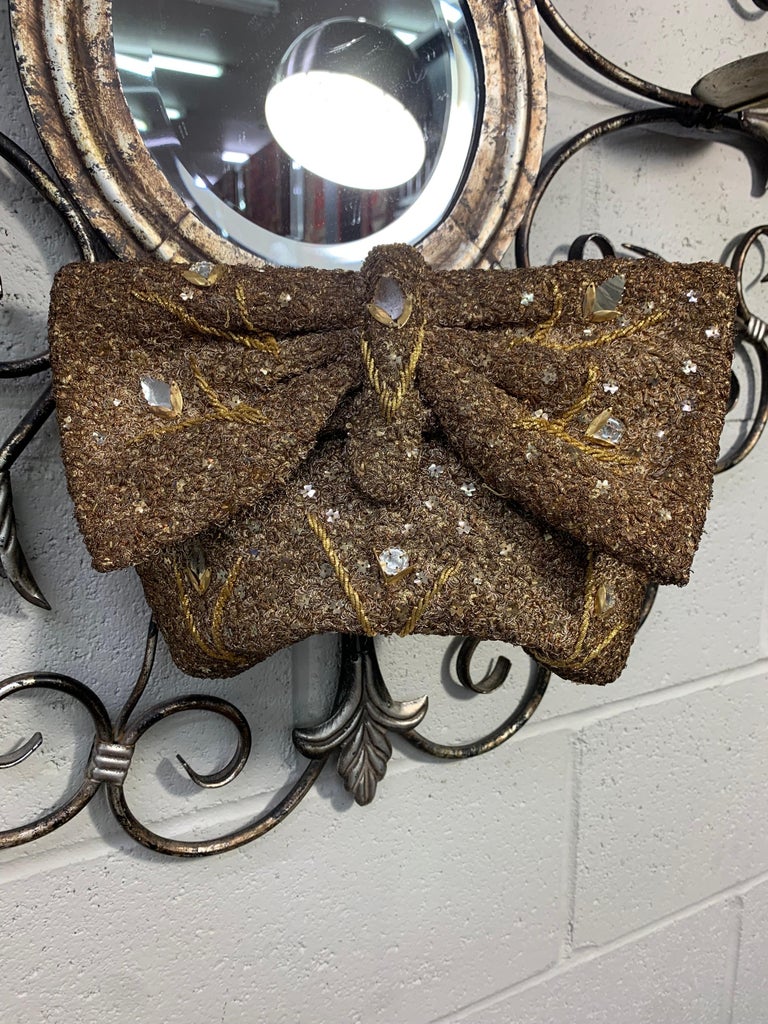 1940 Koret Butterfly Flap Boucle Gold Bullion Clutch w Gold Sequin ...