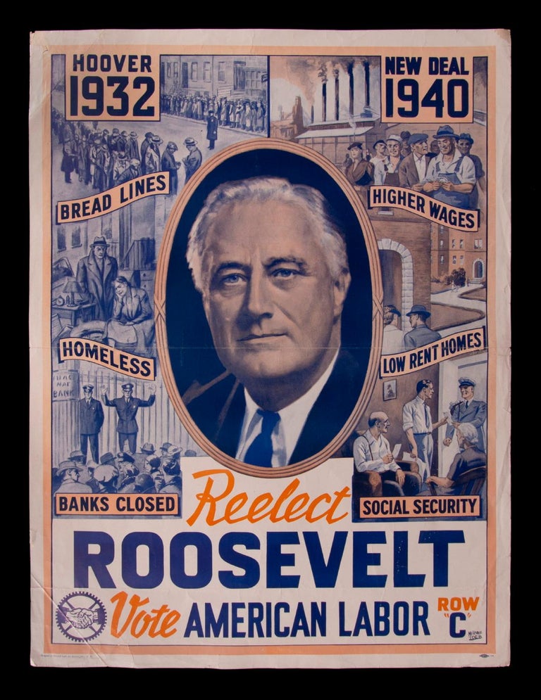 1940 Presidential Campaign Poster for FDR at 1stDibs