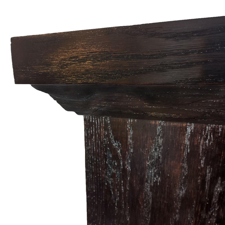 Mid-Century Modern Large Sideboard, Stained Oak and Bronze, Column Feet ...