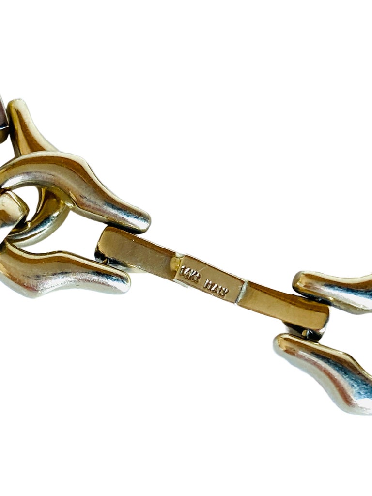 1940s 14k Italian Yellow and White Gold Retro Bracelet Horse Bit Cable ...