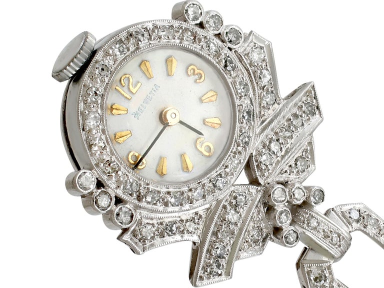 1940s Vintage 1.50 Carat Diamond and Platinum Ladies Cocktail Fob Watch ...