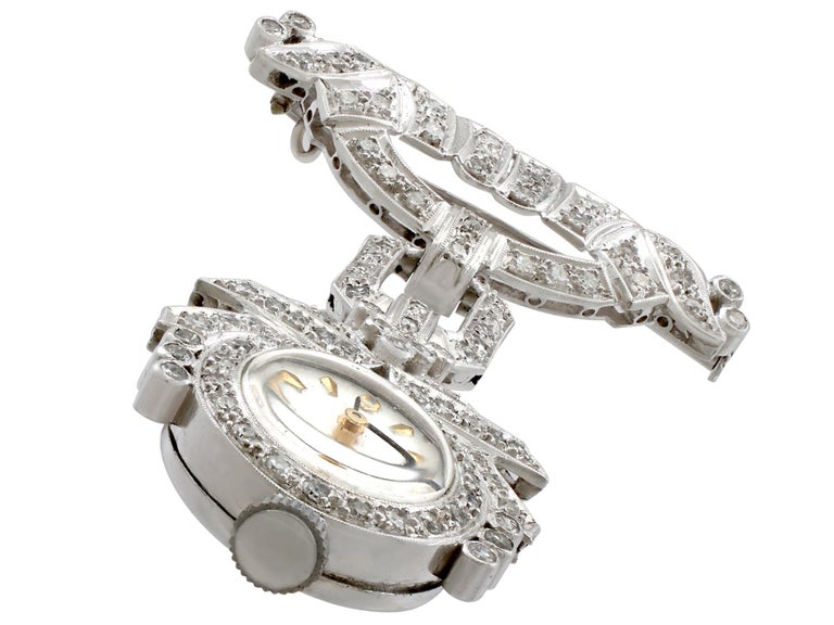 1940s Vintage 1.50 Carat Diamond and Platinum Ladies Cocktail Fob Watch ...