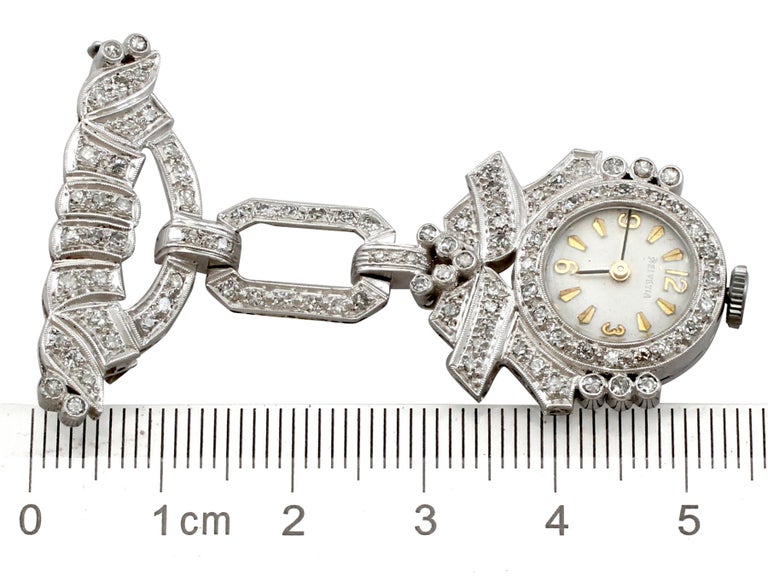 1940s Vintage 1.50 Carat Diamond and Platinum Ladies Cocktail Fob Watch ...