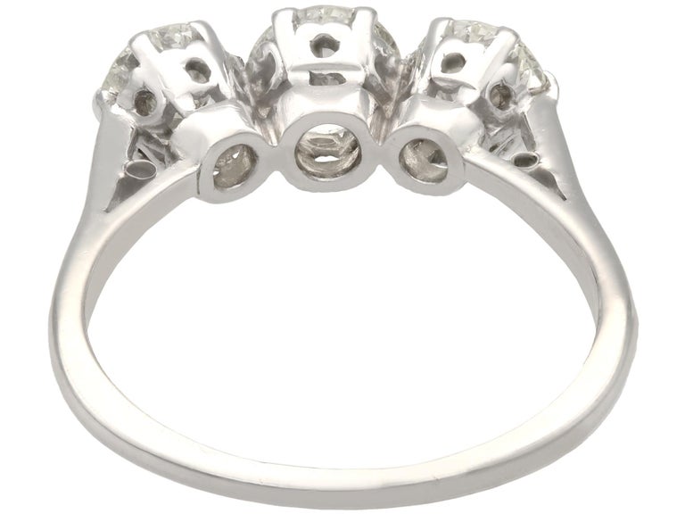 Vintage 1940s 1.93 Carat Diamond and White Gold Trilogy Ring For Sale ...