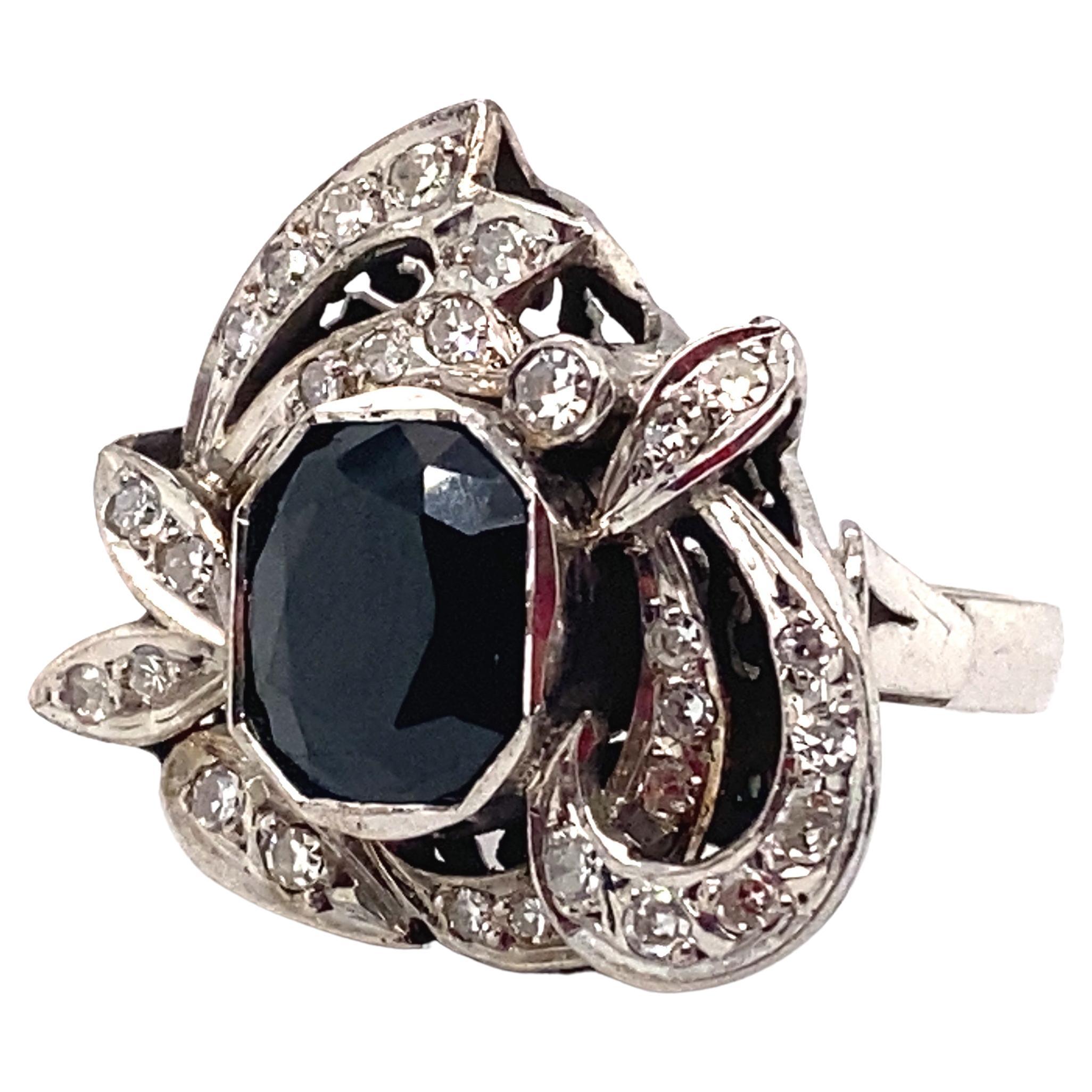 Circa 1940s Mikimoto Pearl and Diamond Ring in 14K White Gold For Sale ...