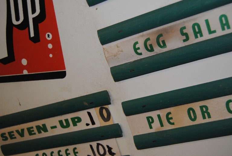 1940s 7up Menu Board Masonite Advertising Sign For Sale at 1stDibs