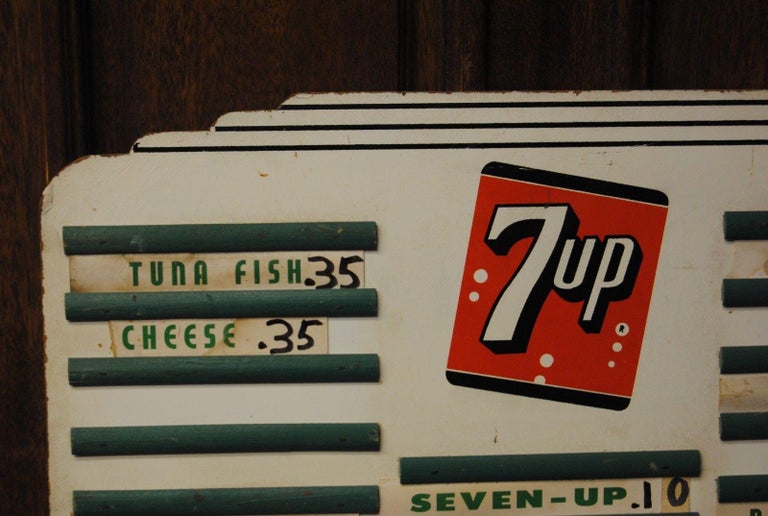 1940s 7up Menu Board Masonite Advertising Sign For Sale at 1stDibs