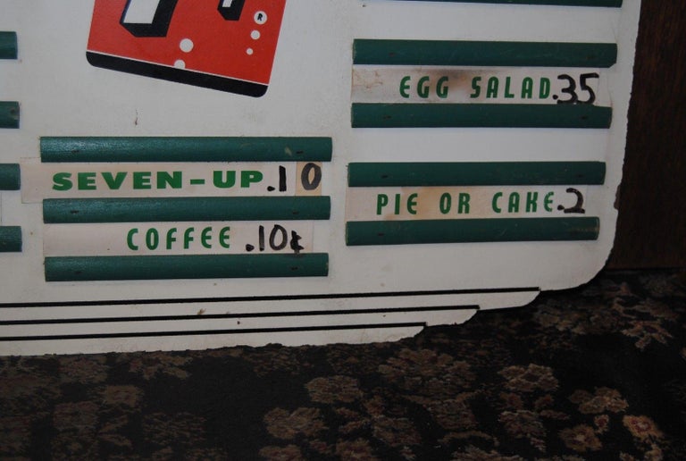 1940s 7up Menu Board Masonite Advertising Sign For Sale at 1stDibs