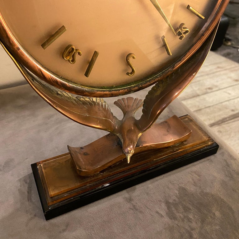 1940s Amazing Art Deco Glass and Copper Italian Table Clock at 1stDibs