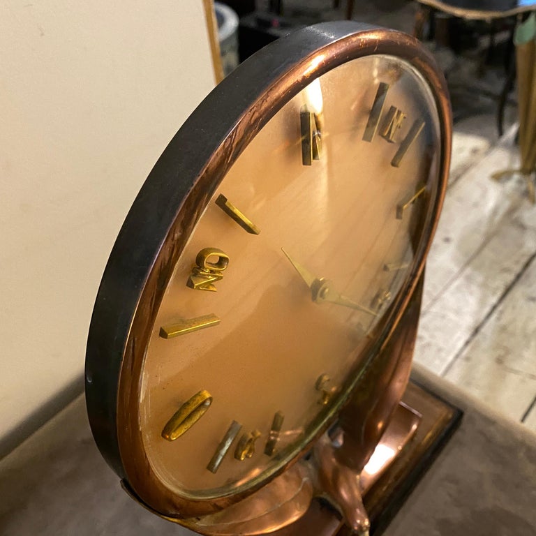 1940s Amazing Art Deco Glass and Copper Italian Table Clock at 1stDibs