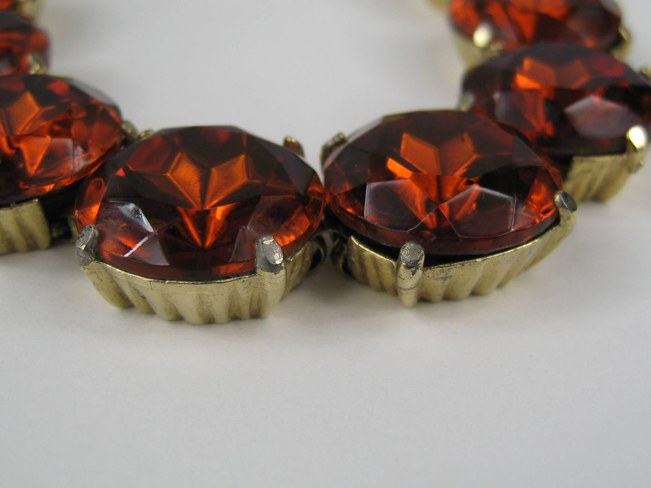 1940's Amber Hollywood Glam Necklace Choker at 1stDibs | hollywood ...