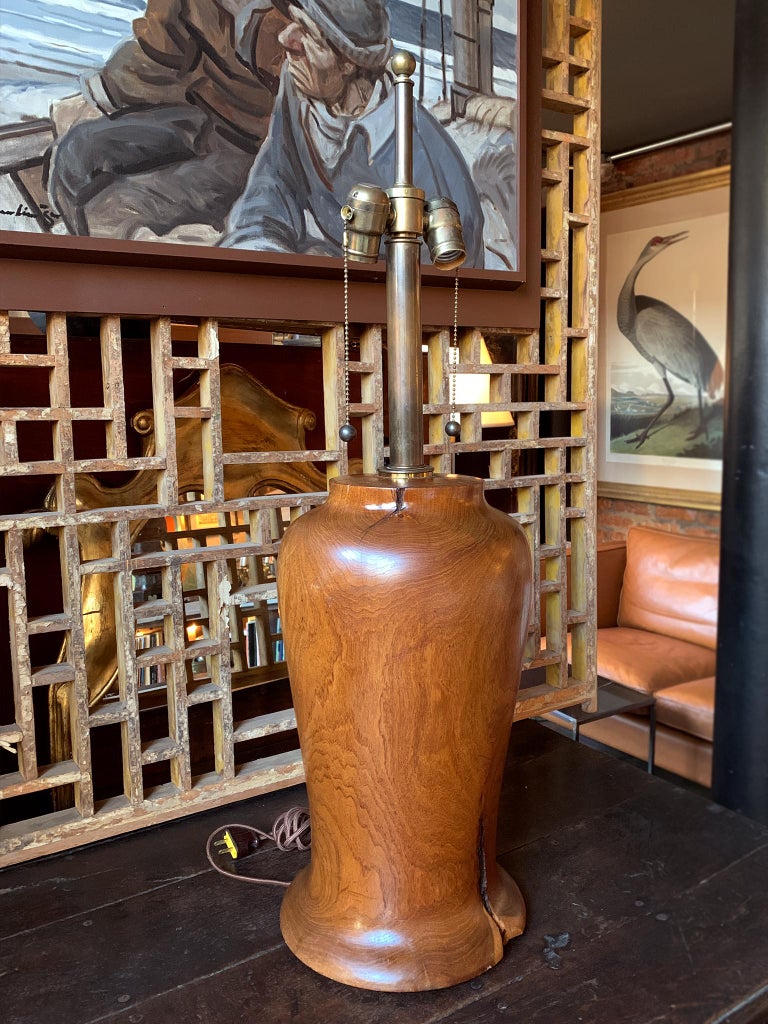 1940s American Hardwood Turned Table Lamp For Sale at 1stDibs
