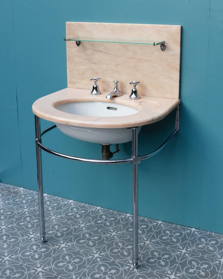 1940s Antique Art Deco Style Marble Washstand For Sale at 1stDibs