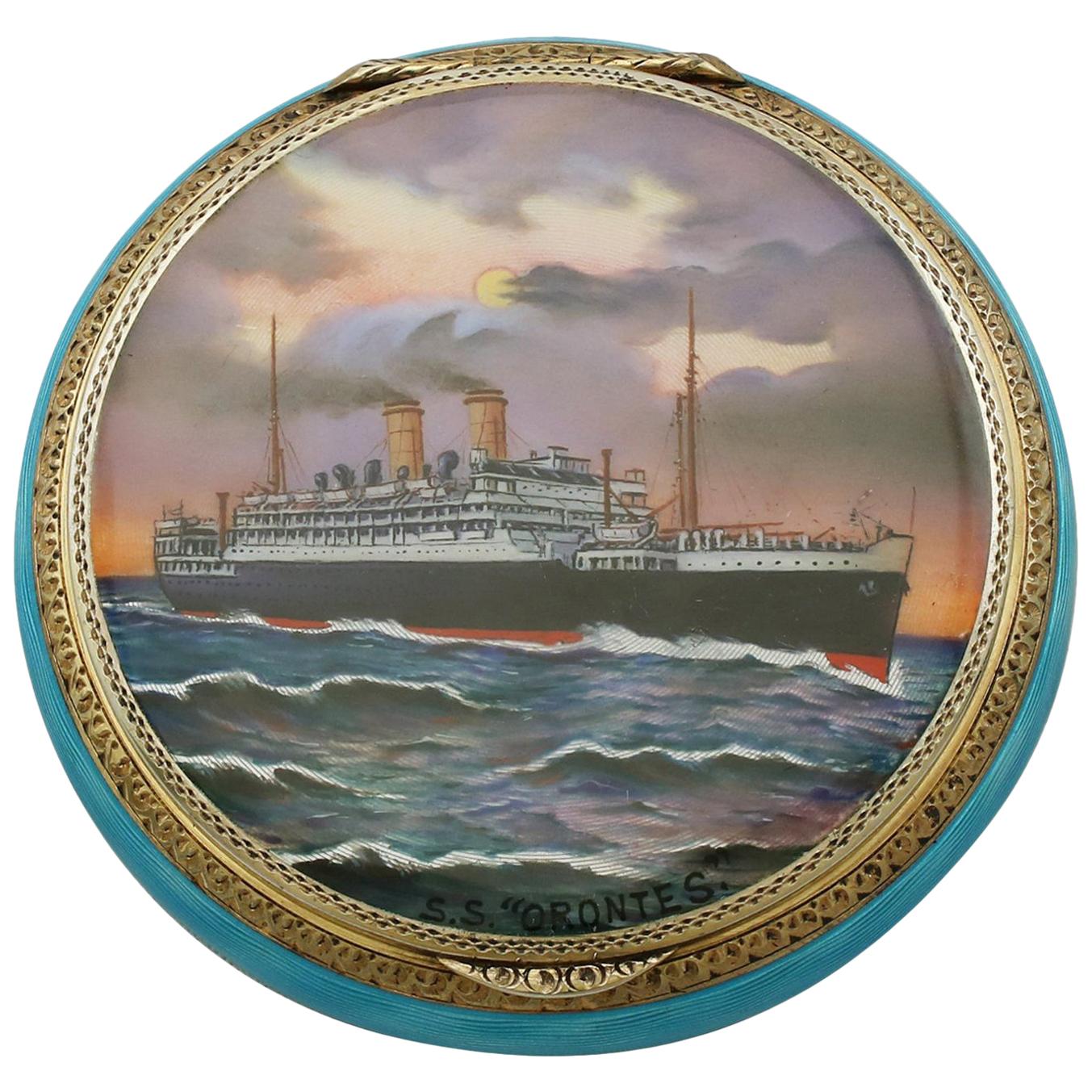 Edwardian Engraved Silver and Hand Painted Enamel Compact Portrait ...