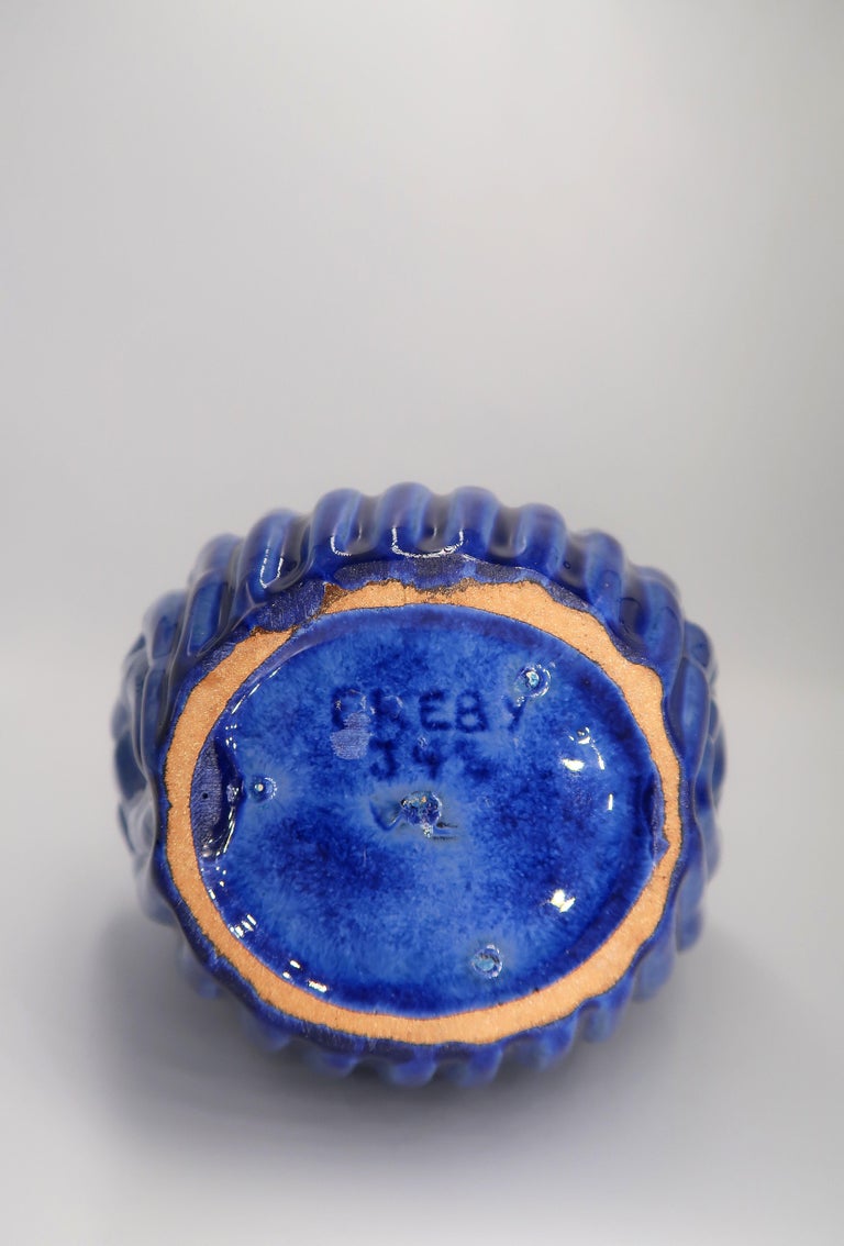 1940s Art Deco Cobalt Blue Shell Shaped Vase, Vicke Lindstrand, Sweden ...