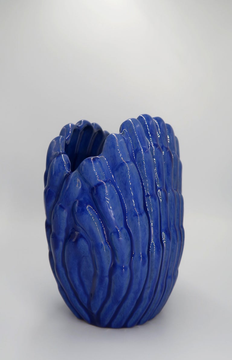 1940s Art Deco Cobalt Blue Shell Shaped Vase, Vicke Lindstrand, Sweden ...