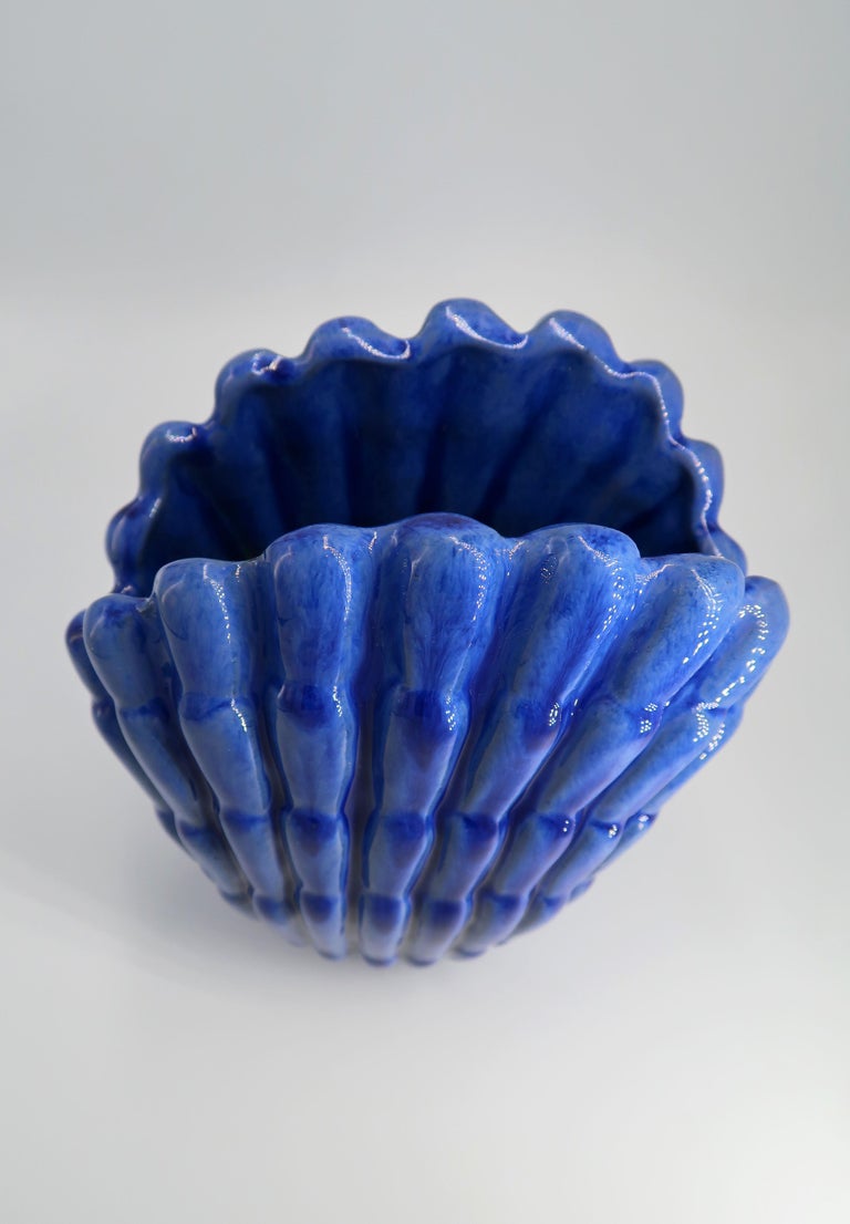 1940s Art Deco Cobalt Blue Shell Shaped Vase, Vicke Lindstrand, Sweden ...