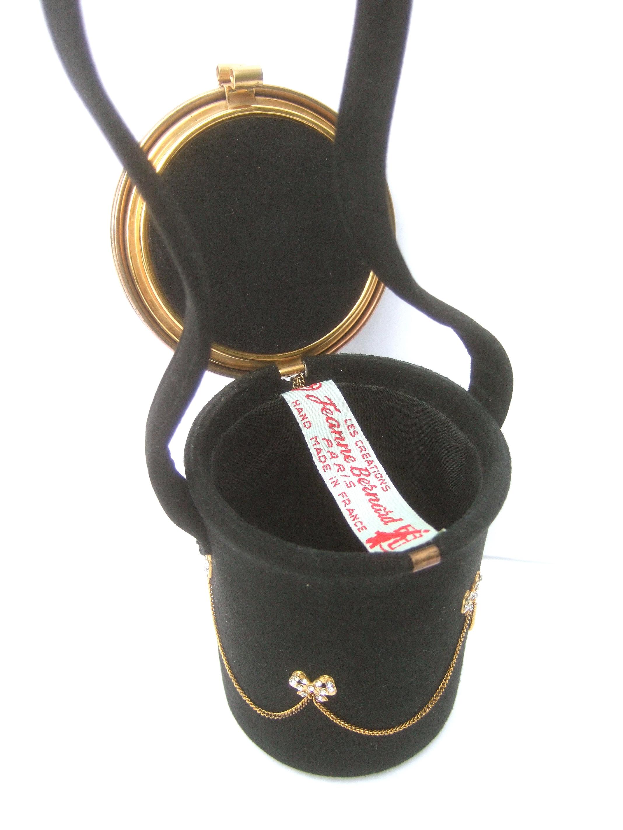 1940s Art Deco French Black Doeskin Suede Tiny Cylinder Hand Made ...
