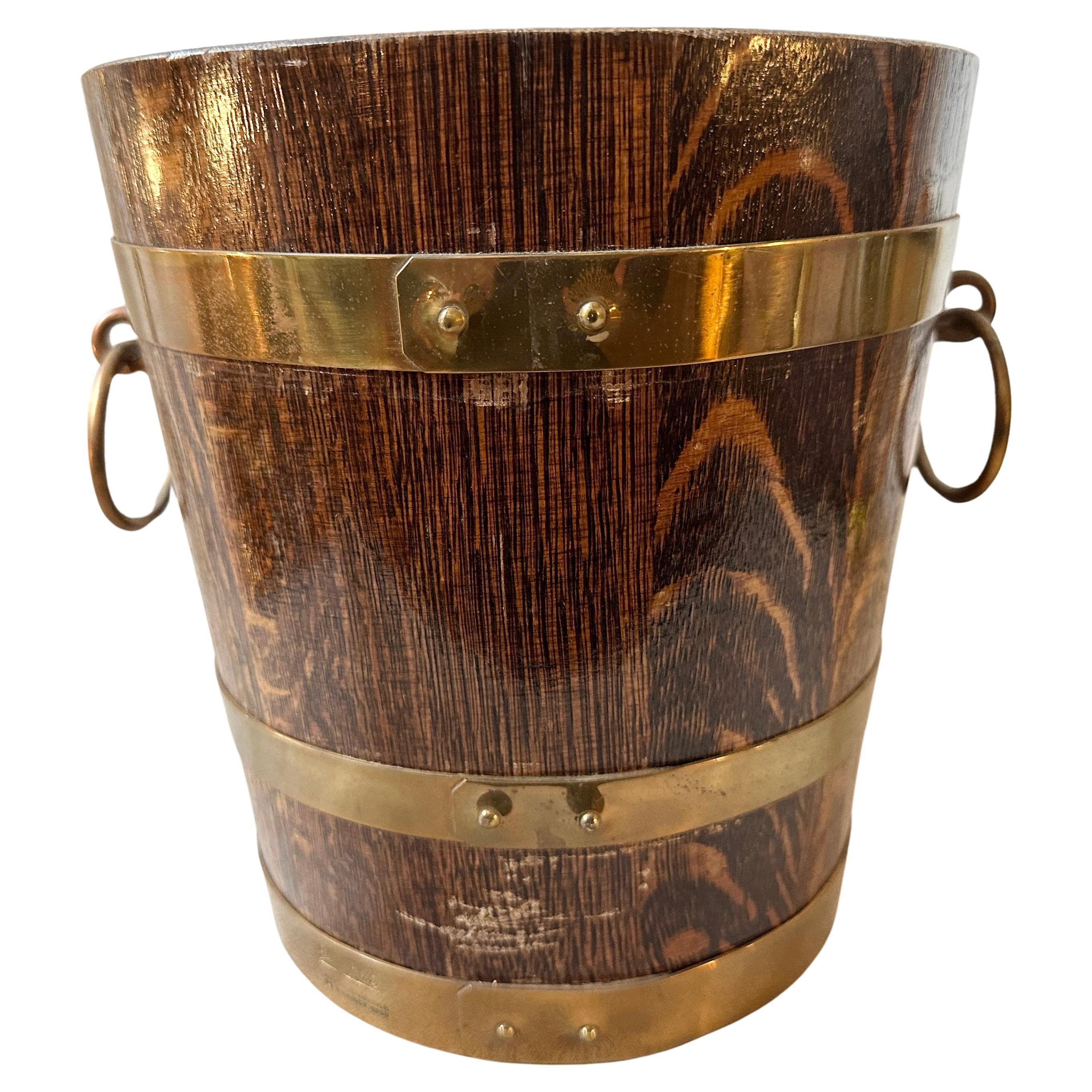 1940s Art Deco Oak Wood and Brass French Wine Cooler by Geraud Lafitte ...