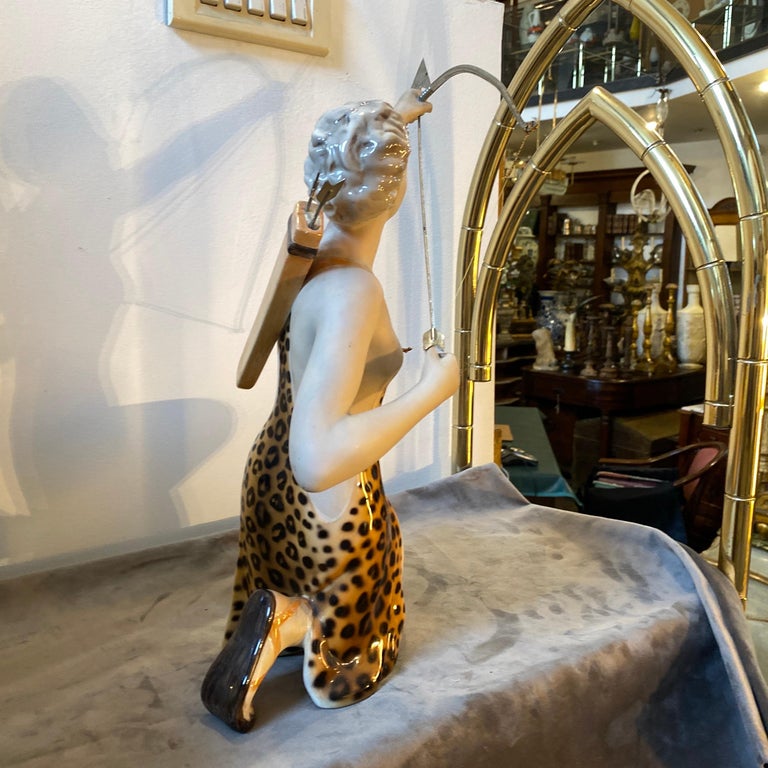 1940s Art Deco Porcelain Italian Sculpture of Diane The Hunter by ...