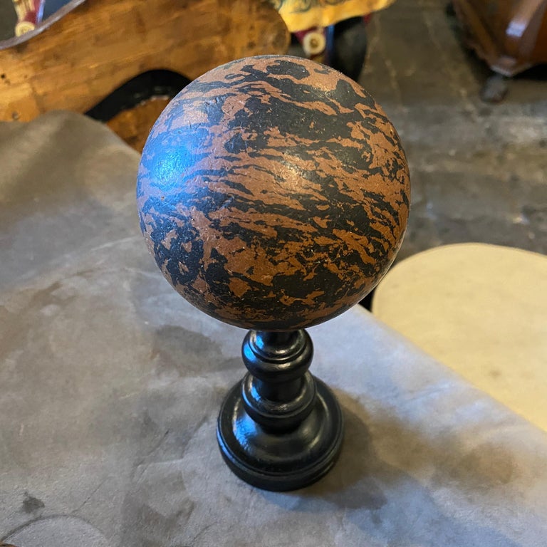 1940s Art Deco Set of Two Spheres on a Black Painted Wood Stand at 1stDibs