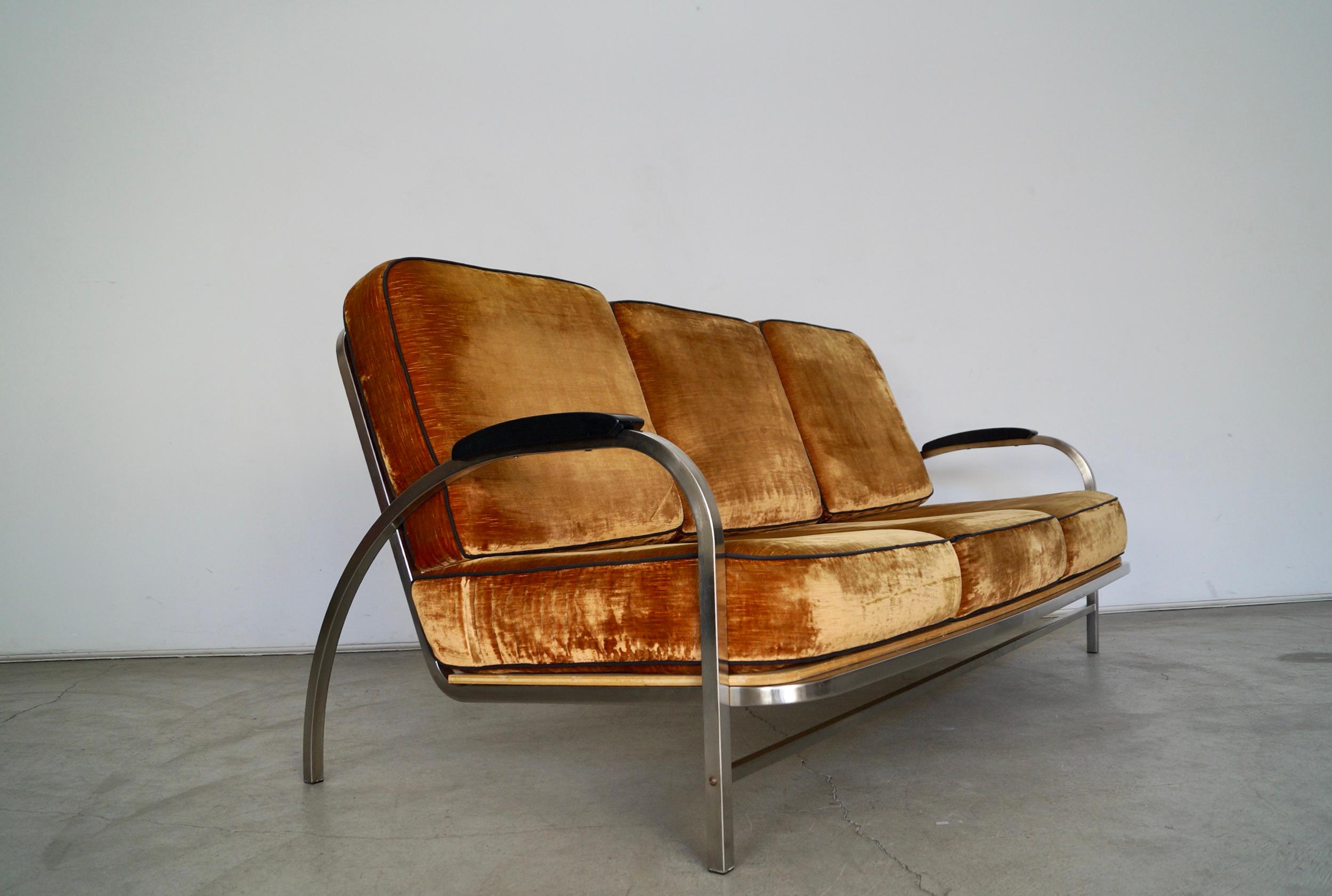 1940s Art Deco Stainless Steel Sofa at 1stDibs