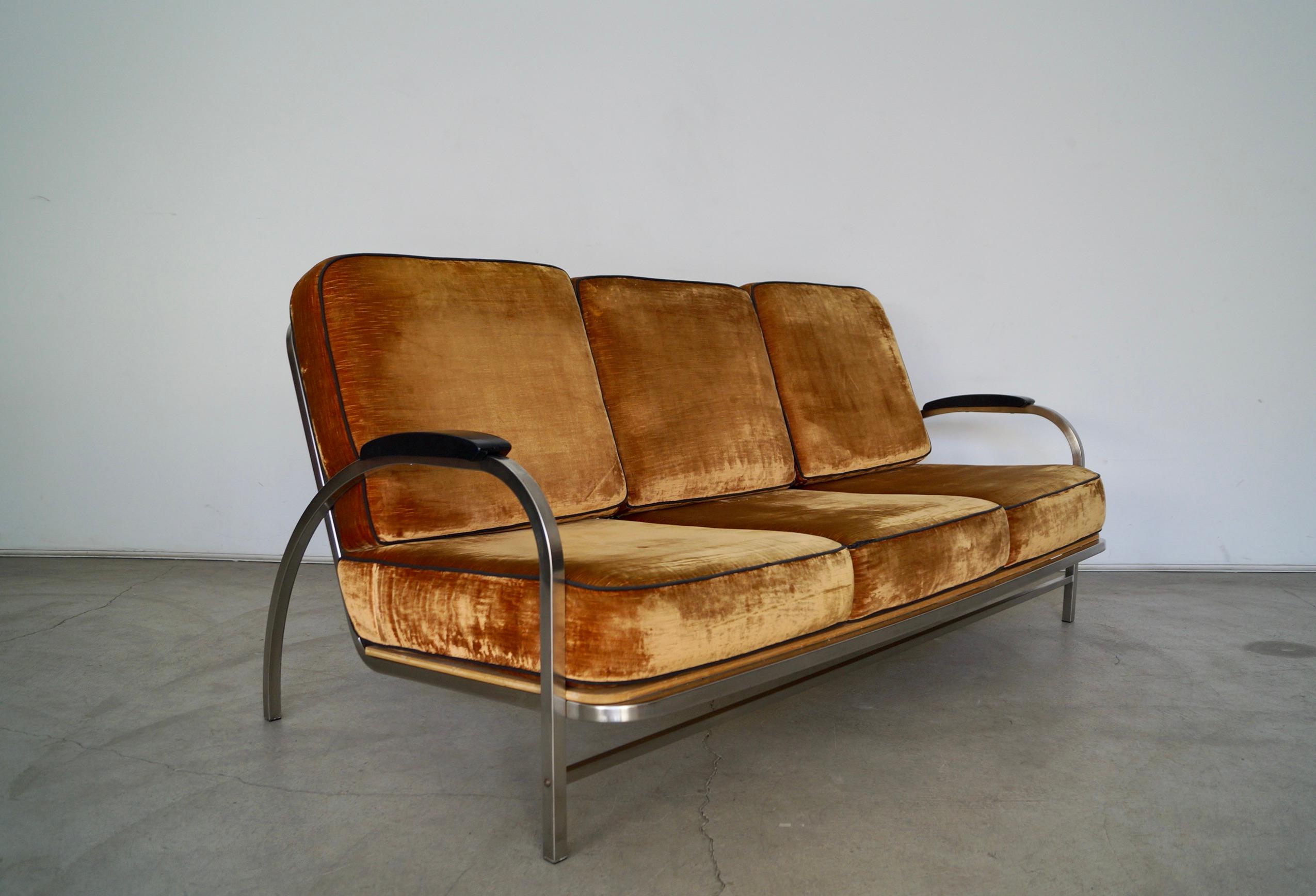 1940s Art Deco Stainless Steel Sofa at 1stDibs