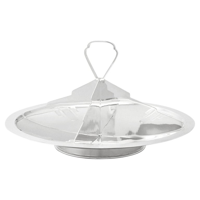 1940s Art Deco Style English Sterling Silver Cake Sweet Dish For Sale ...