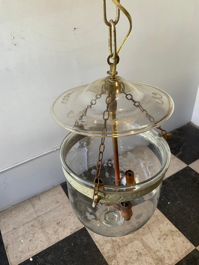 1940s Belgian Val St. Lambert Etched Glass Bell Jar Lantern For Sale at ...