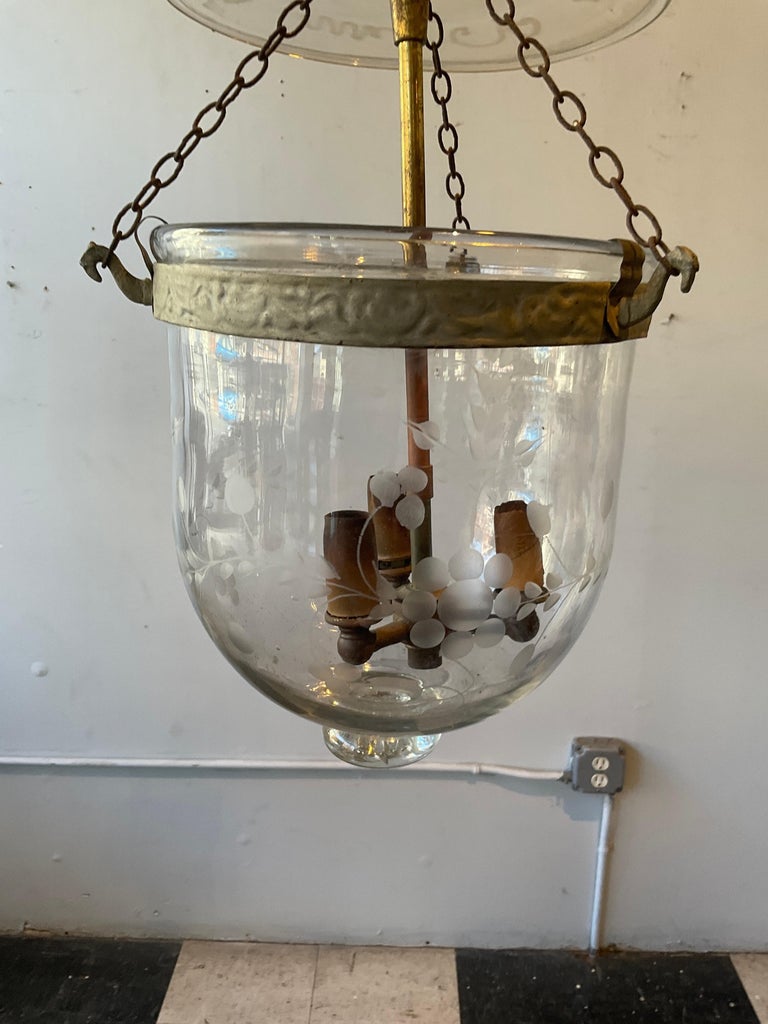1940s Belgian Val St. Lambert Etched Glass Bell Jar Lantern For Sale at ...