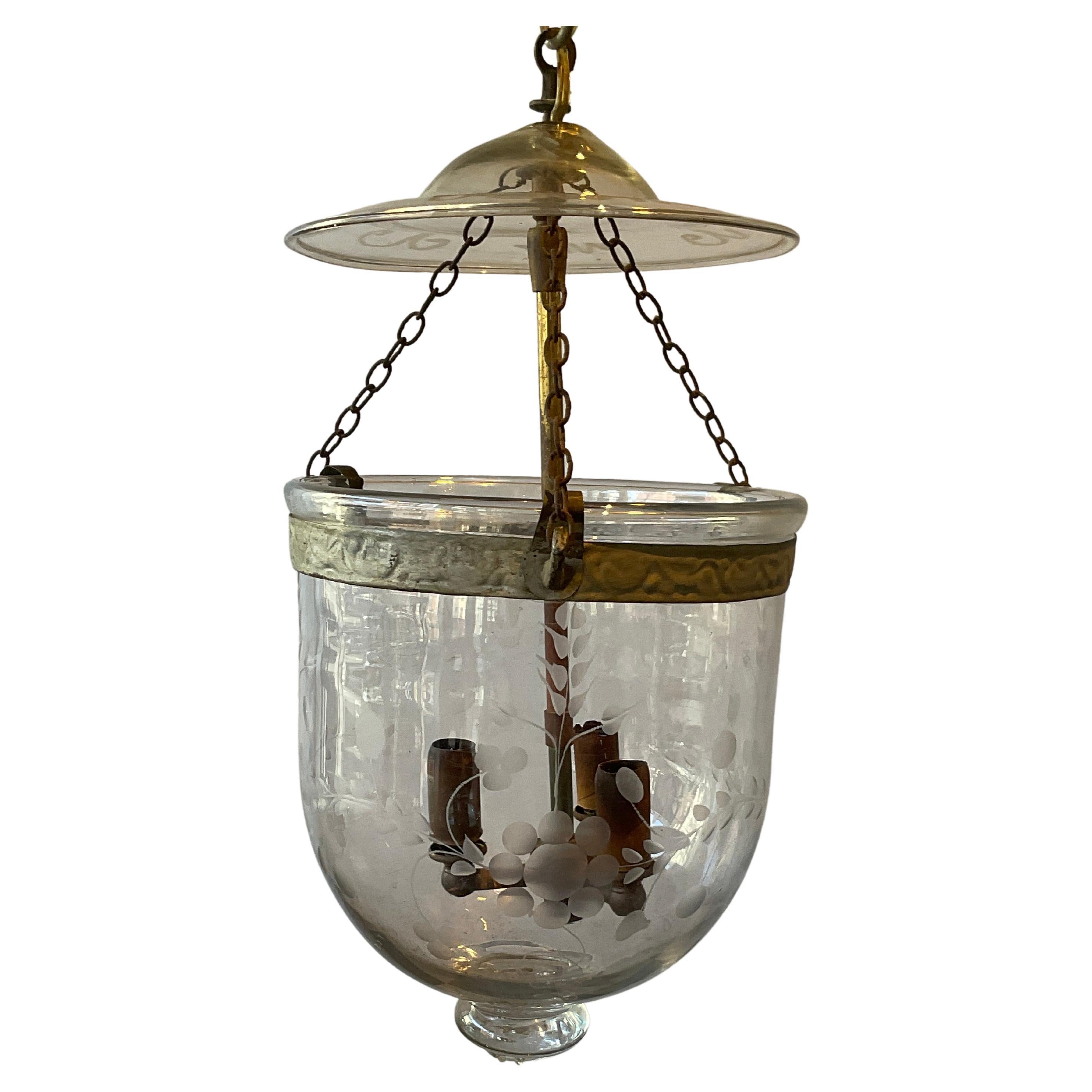Turn of the Century Val St. Lambert Colored Glass Bell Lantern at ...