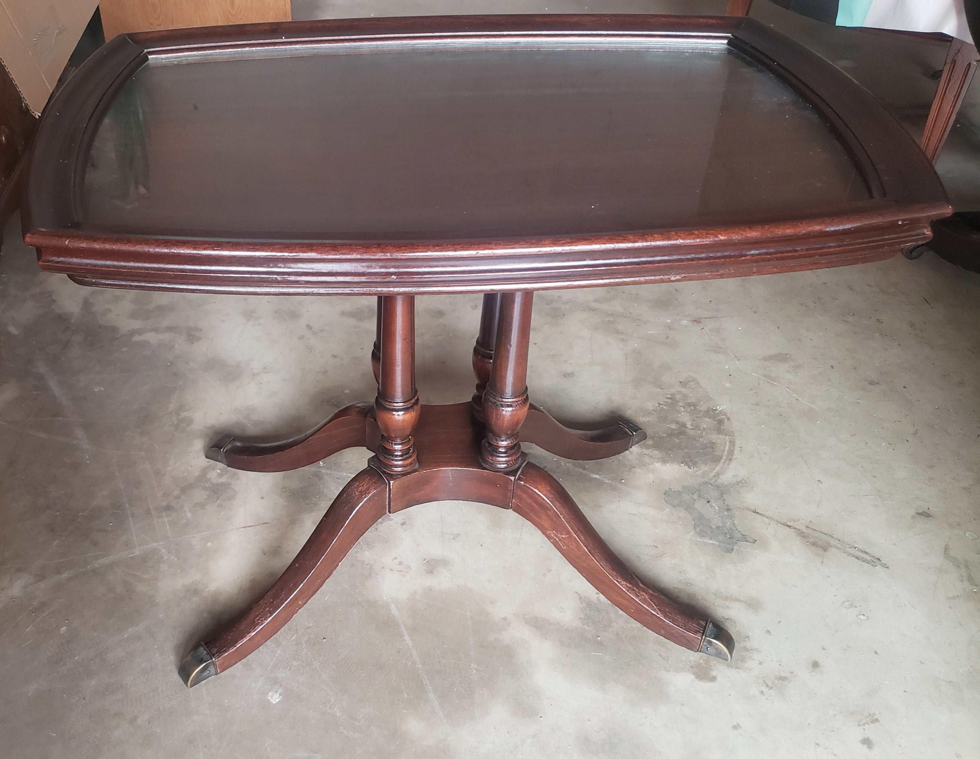 1940s Brandt Furniture Mahogany Side Table with Glass Tray For Sale at ...
