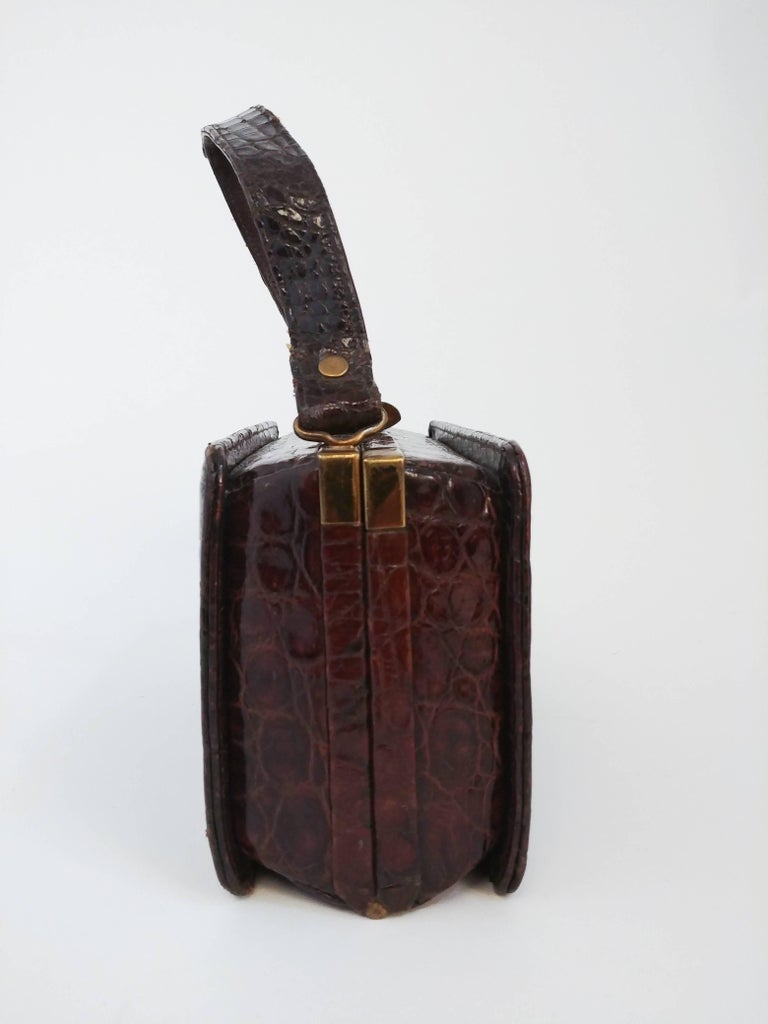1940s Brown Boxy Alligator Purse at 1stDibs