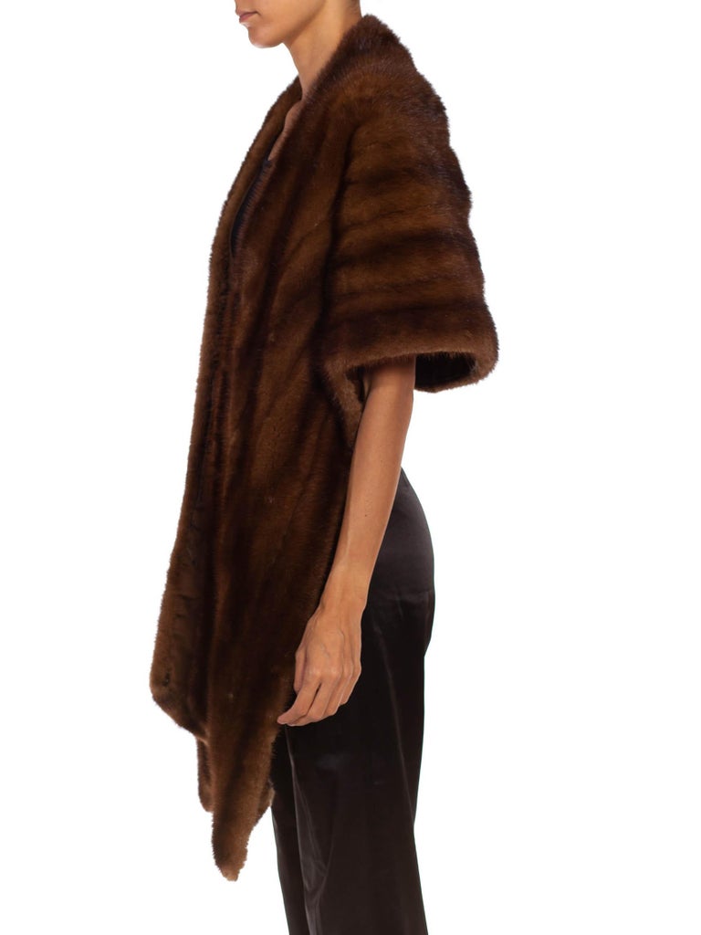 1940S Brown Old Hollywood Glam Mink Shawl For Sale at 1stDibs