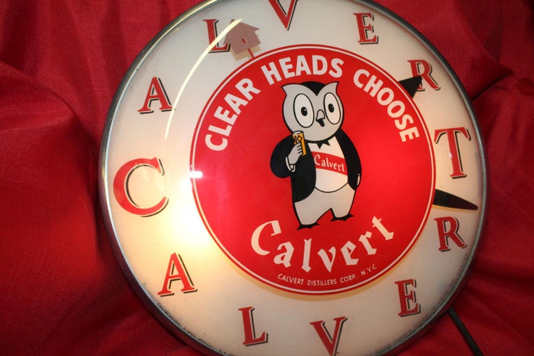 1940s Calvert Distillery Bubble Clock For Sale at 1stDibs