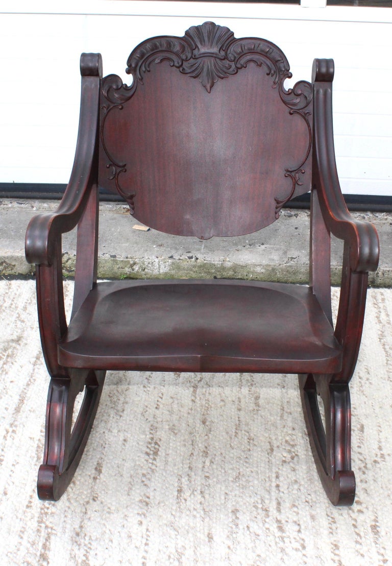 1940s Carved Mahogany Rocking Chair at 1stDibs | 1940s rocking chair ...