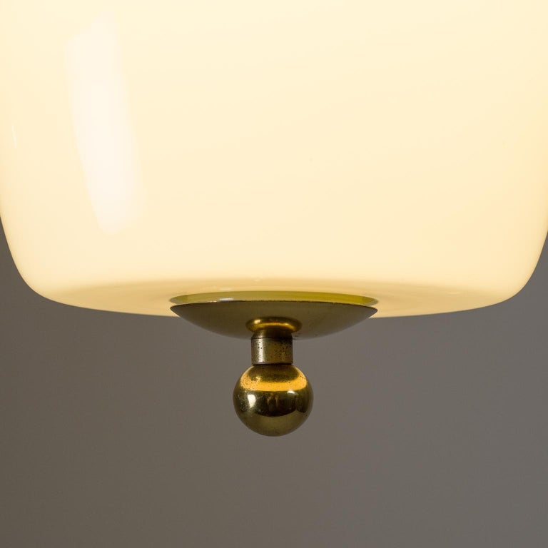 1940s Ceiling Light, Brass and Ivory Glass at 1stDibs