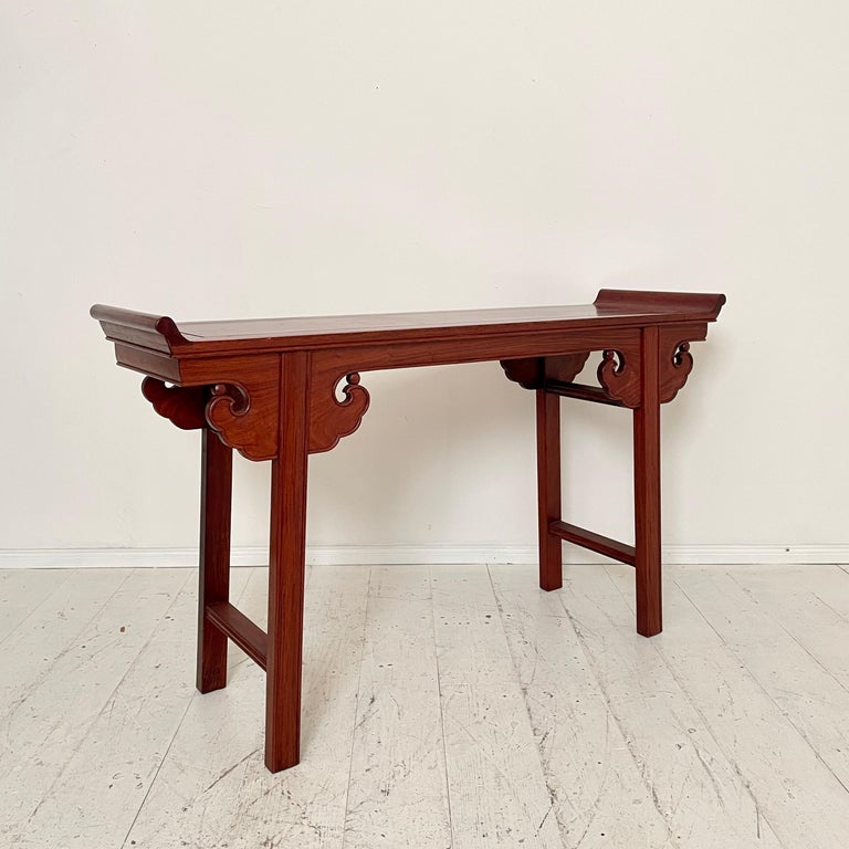 1940s Chinese Console / Altar Table in Red Brown Hardwood at 1stDibs