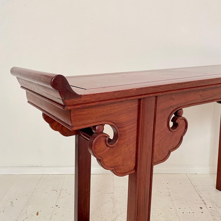 1940s Chinese Console / Altar Table in Red Brown Hardwood at 1stDibs
