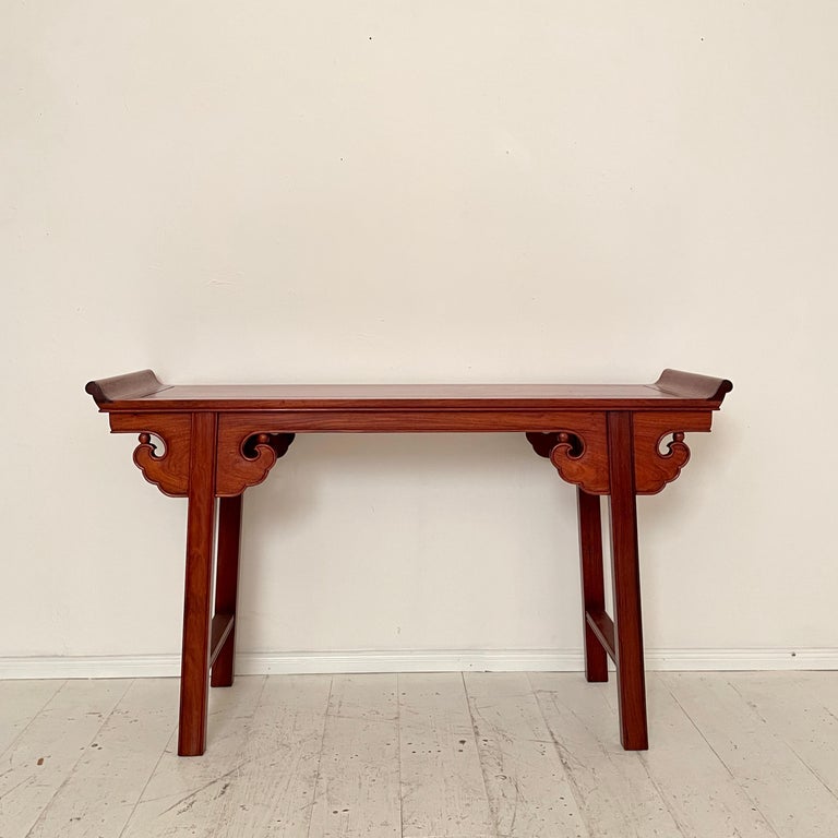 1940s Chinese Console / Altar Table in Red Brown Hardwood at 1stDibs