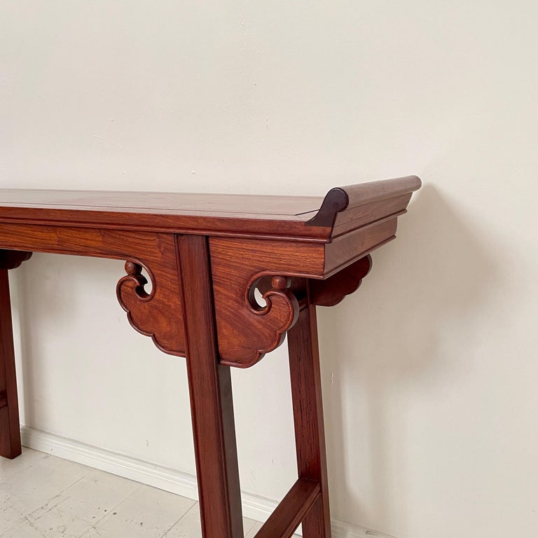 1940s Chinese Console / Altar Table in Red Brown Hardwood at 1stDibs