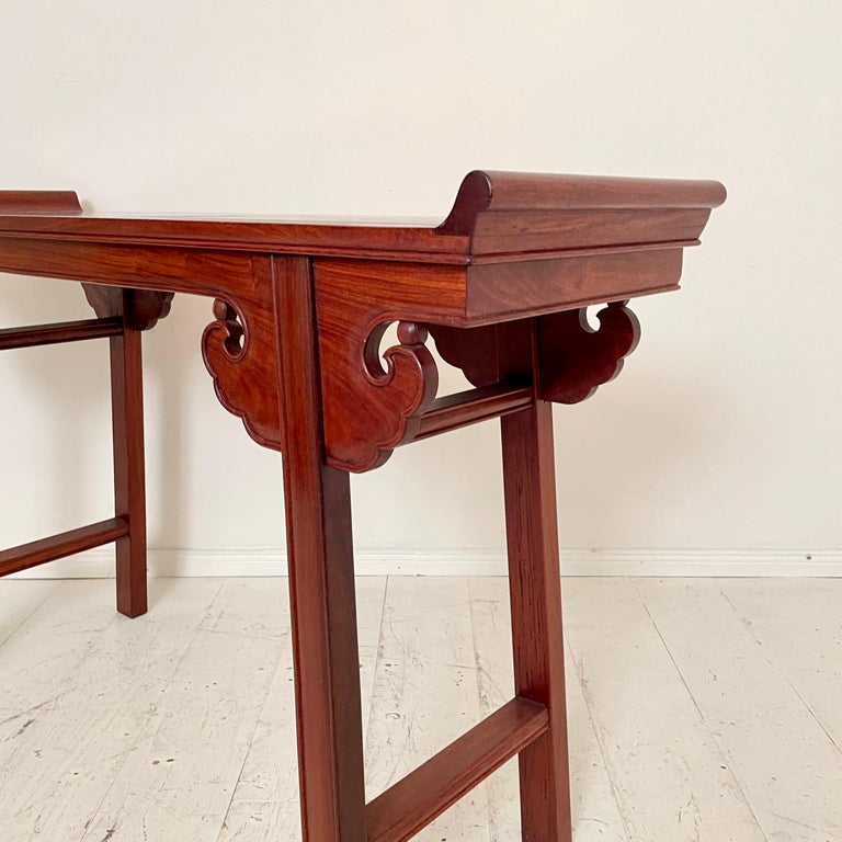 1940s Chinese Console / Altar Table in Red Brown Hardwood at 1stDibs
