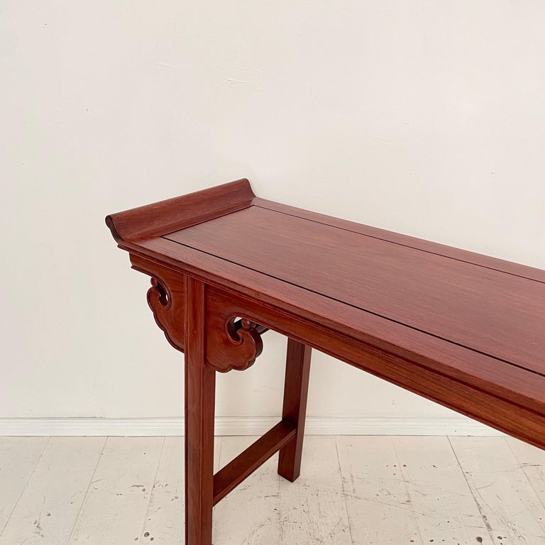 1940s Chinese Console / Altar Table in Red Brown Hardwood at 1stDibs