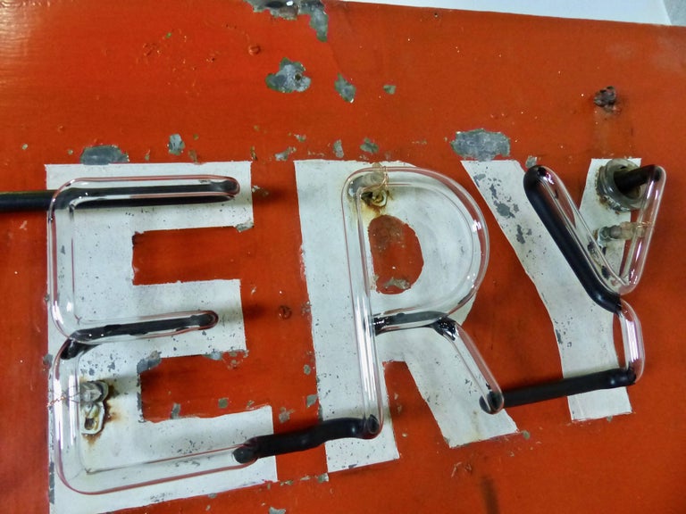 1940s Classic Neon “Confectionery” Sign in Red-Painted Metal at 1stDibs