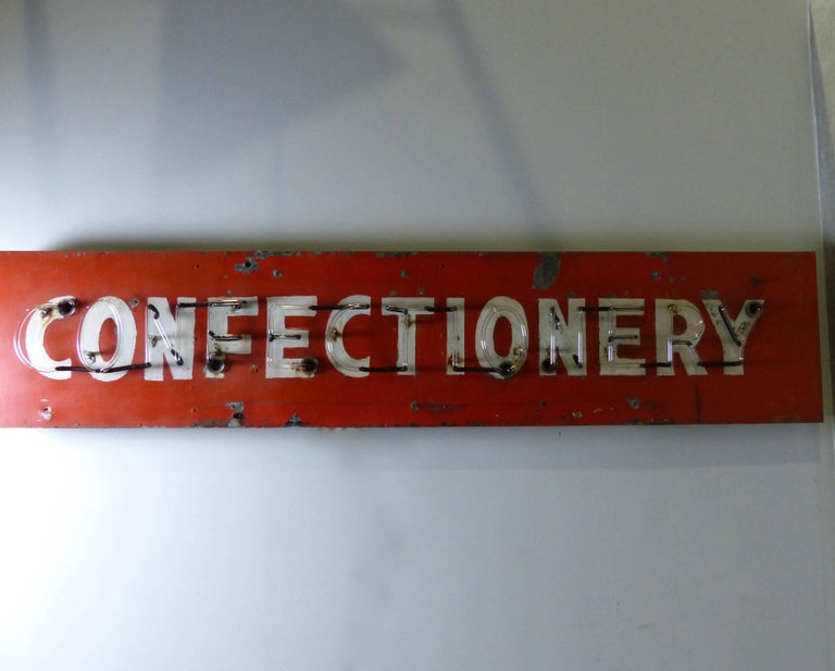 1940s Classic Neon “Confectionery” Sign in Red-Painted Metal at 1stDibs