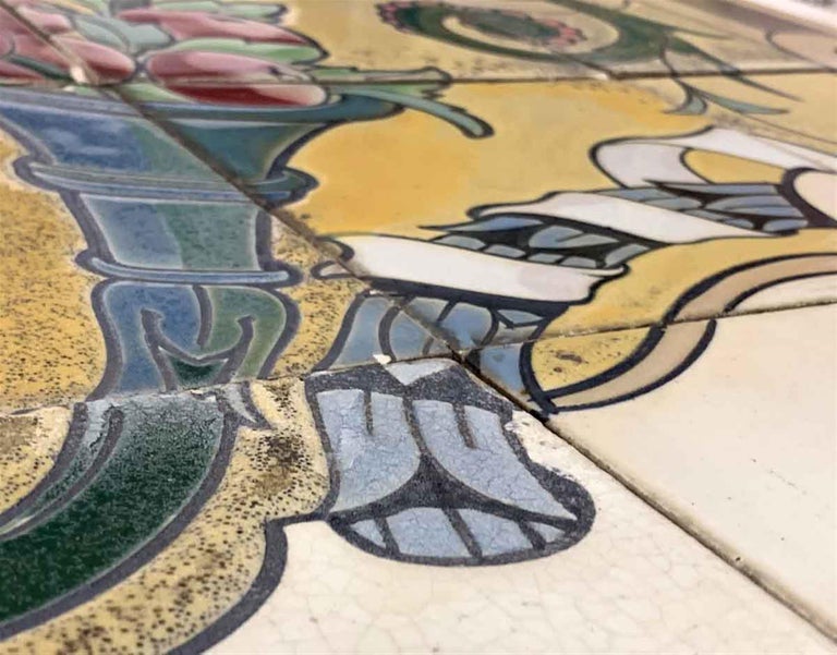 1940s Colorful Ornate Floor Mural Tile Set For Sale at 1stDibs