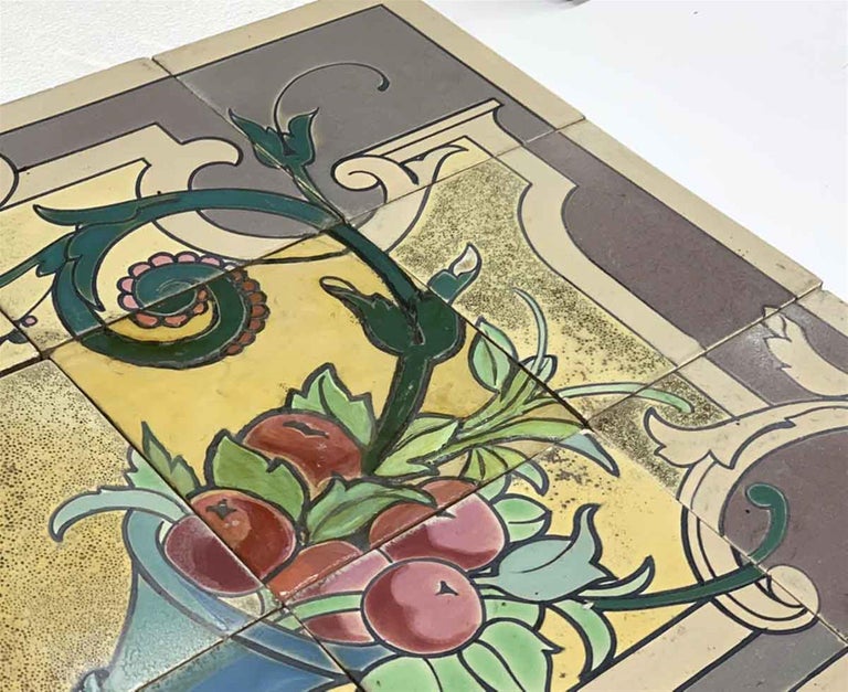 1940s Colorful Ornate Floor Mural Tile Set For Sale at 1stDibs