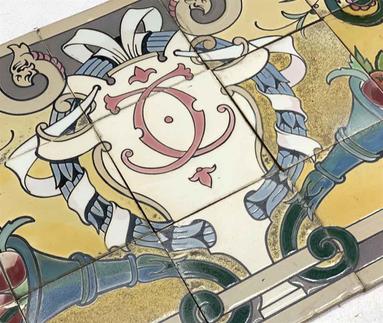 1940s Colorful Ornate Floor Mural Tile Set For Sale at 1stDibs