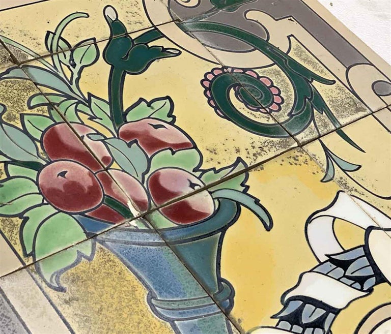 1940s Colorful Ornate Floor Mural Tile Set For Sale at 1stDibs